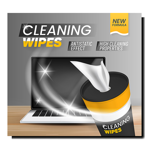 Cleaning Wipes Creative Promotion Banner Vector. Cleaning Wipes With ...