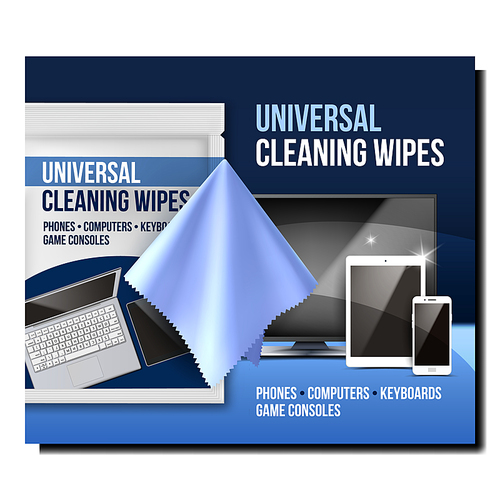 universal cleaning wipes promotion poster vector. cleaning wipes for ...