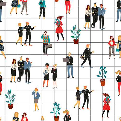 유토이미지 | Vectior seamless pattern with office people. Office workers ...