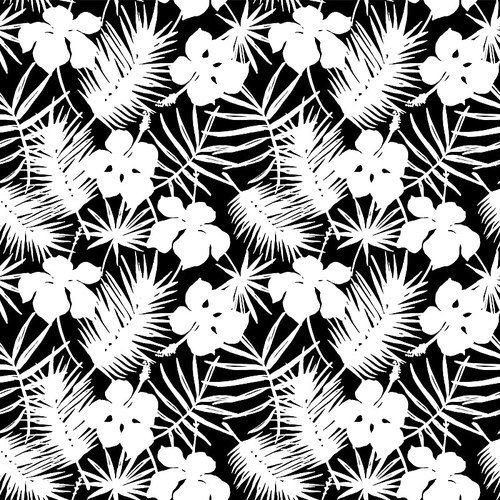 유토이미지 | Seamless exotic pattern with tropical leaves. Vector hand draw ...