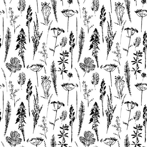 Abstract botanical seamless pattern. Vector herbal background for various surface. Trendy hand ...
