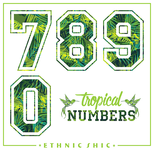 Vector tropical numbers for t-shirts, posters, card and other uses ...