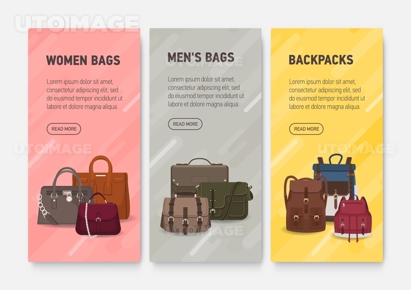 Collection of colorful vertical web banner templates with men's and ...