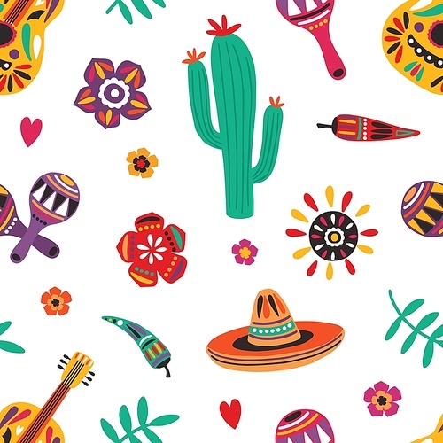 유토이미지 | Mexican seamless pattern with traditional Mariachi sombrero ...