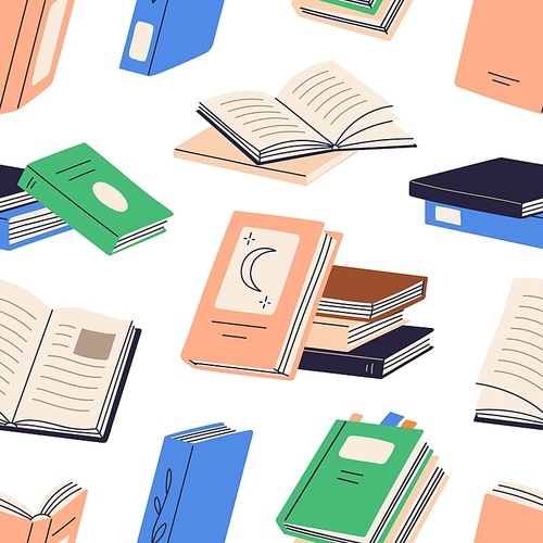 Paper books pattern. Seamless background with abstract literature ...