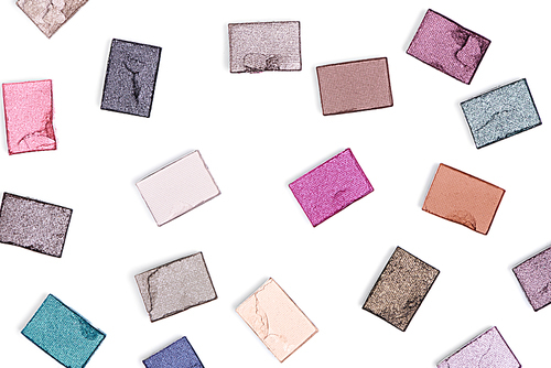 유토이미지 | flat lay with arranged various eyeshadows on white backdrop