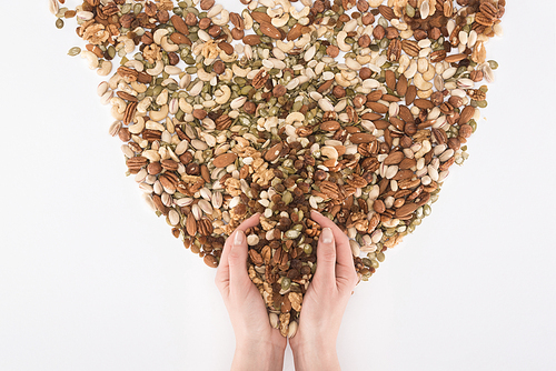 유토이미지 | cropped shot of human hands holding heap of mixed delicious ...