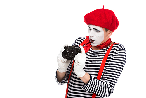 shocked mime taking photo with film camera isolated on white | 유토이미지 ...