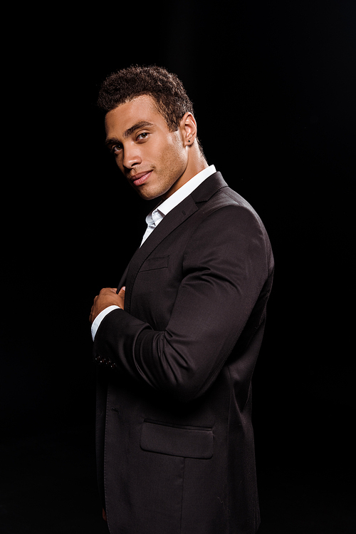 happy mixed race man isolated on black | 유토이미지 | 상세페이지 | 베이직샵 | 사진 ...