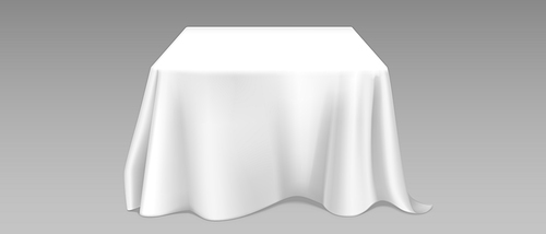 유토이미지 | White tablecloth on square table. Vector realistic mockup of ...