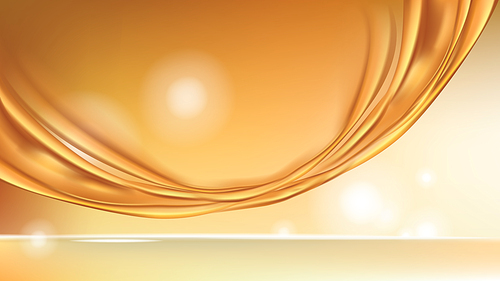 Orange golden flowing liquid vector abstract background. Streams of oil ...