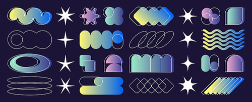 Y2k inspired gradient shape pack - stars and circles, rounded ...