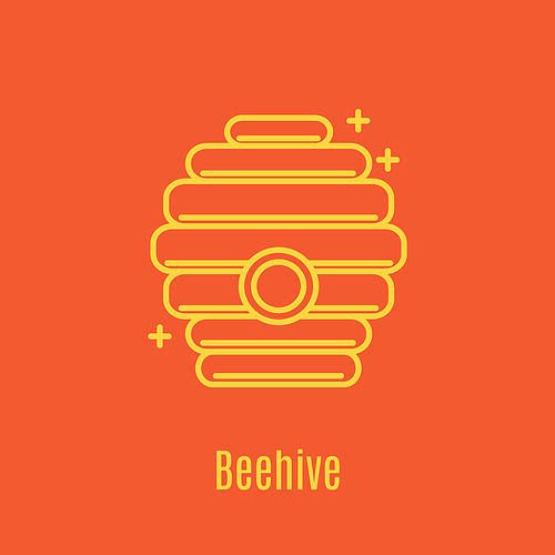 Vector illustration of thin line icon beehive for medicine, apitherapy ...