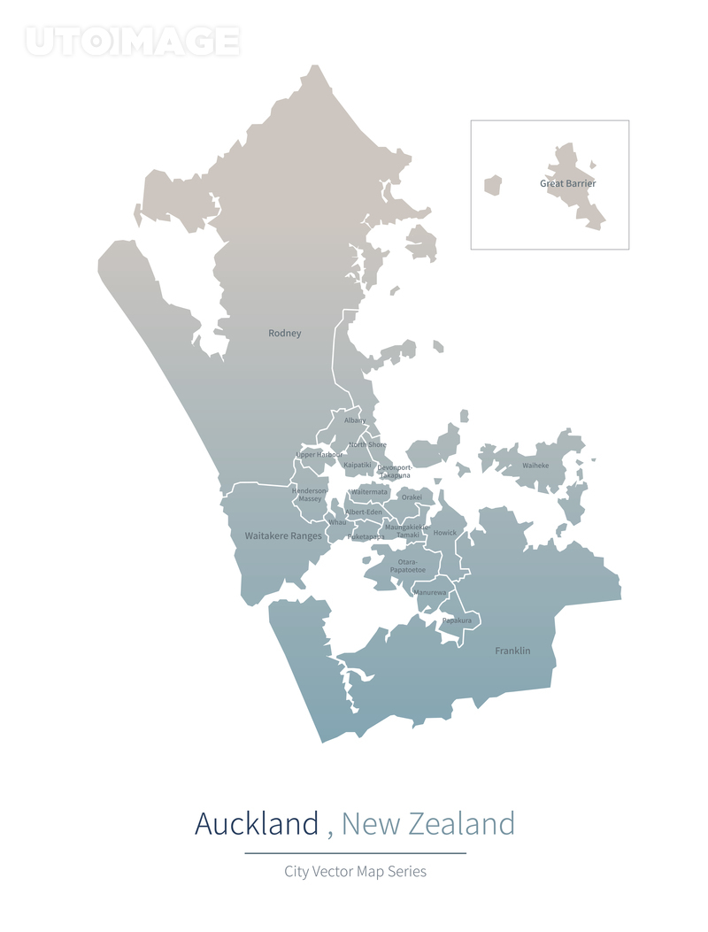 유토이미지 | 뉴질랜드 오클랜드 지도. 국가들의 주요도시 city vector map series.