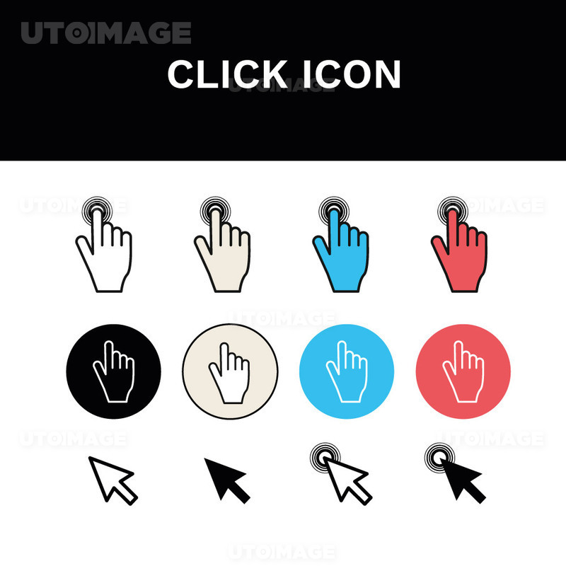 손가락 마우스 화살표 일러스트 아이콘 | 유토이미지 | 상세페이지 | 베이직샵 | 아이콘 | 21850339