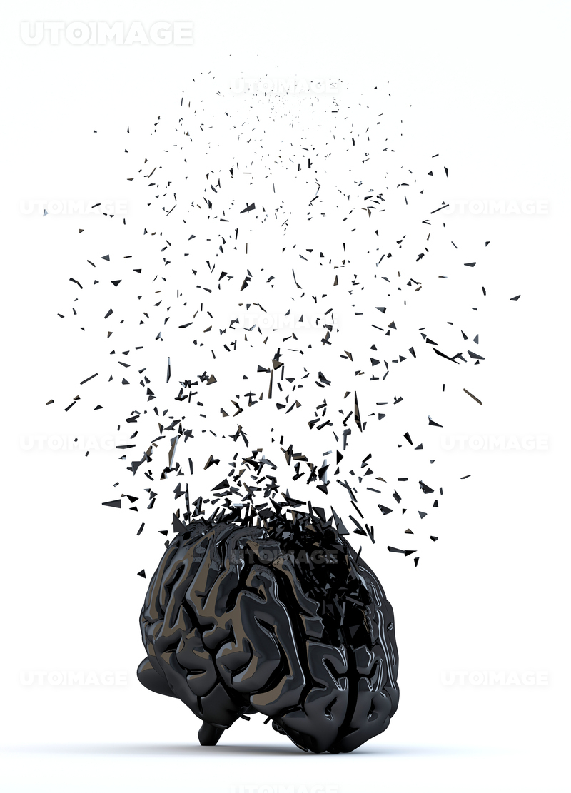 Shattered human brain. Stress concept. 3D illustration. Isolated | 유토 ...