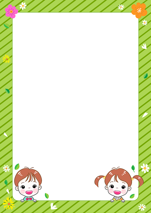 초록색 테두리가 있는 어린이집이나 학교 가정통신문 프레임 | 유토이미지 | 상세페이지 | 베이직샵 | 일러스트 | 22041756
