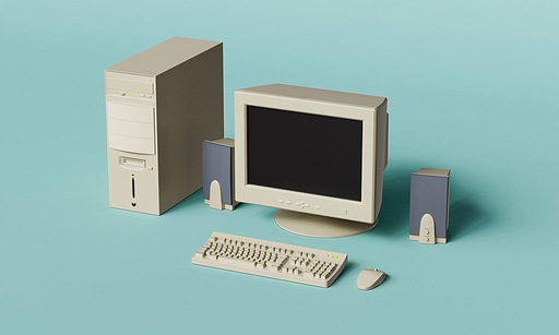 유토이미지 | 옛날 데스크탑 컴퓨터 세트 Old Desktop Computer Set